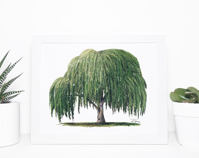 Hand Painted Weeping Willow Tree Print on Giclee With or - Etsy
