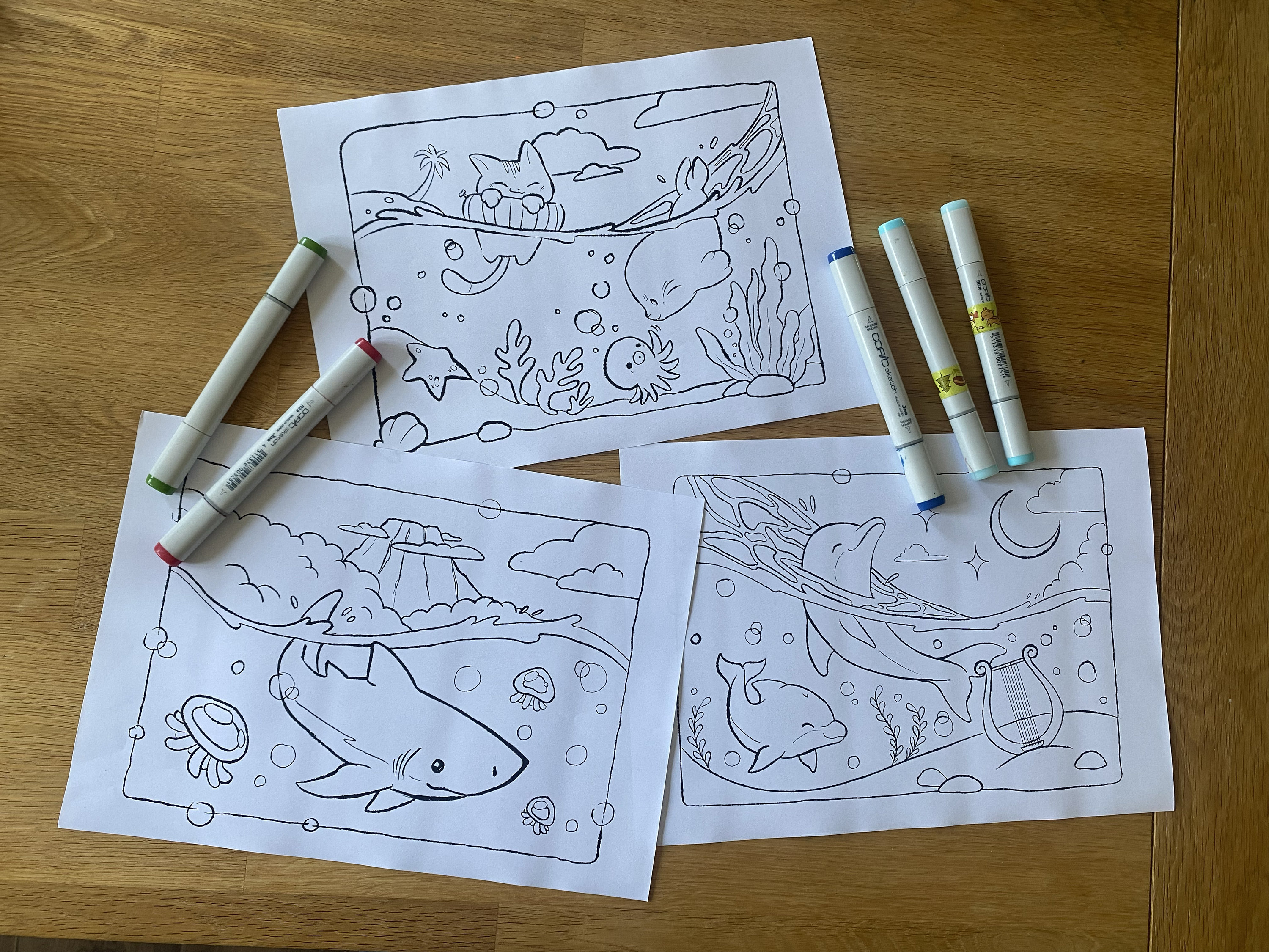 Ocean Coloring Pages for Adults and Children 3 Pages - Etsy
