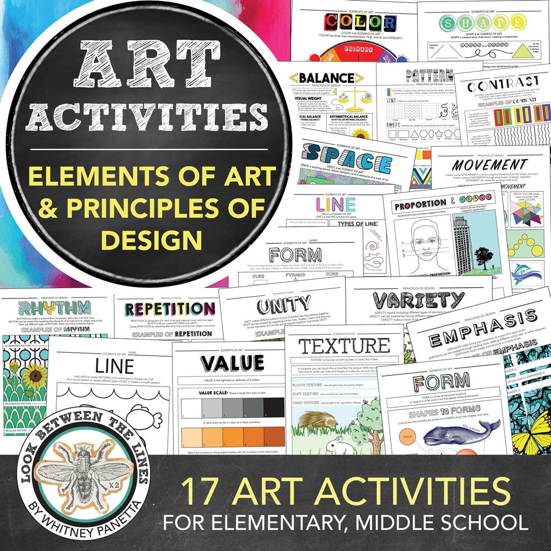 Elements of Art and Principles of Design Worksheets for Elementary Art ...