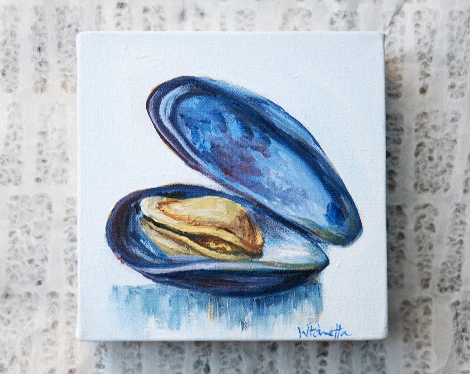Oil Painting of a Mussel: Modern Kitchen Home Decor - Etsy