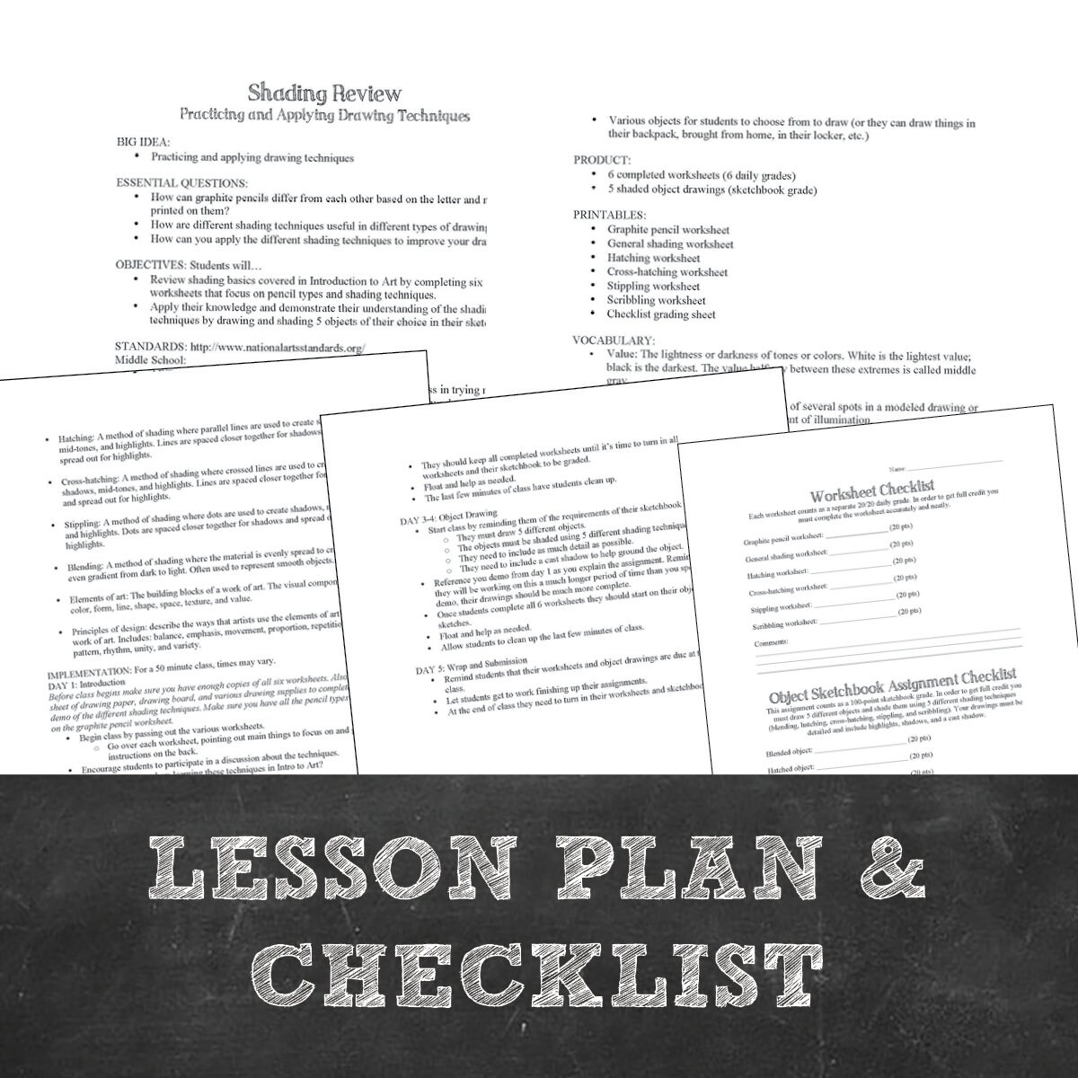 Shading Worksheets: Middle & High School Art (printable) - Etsy