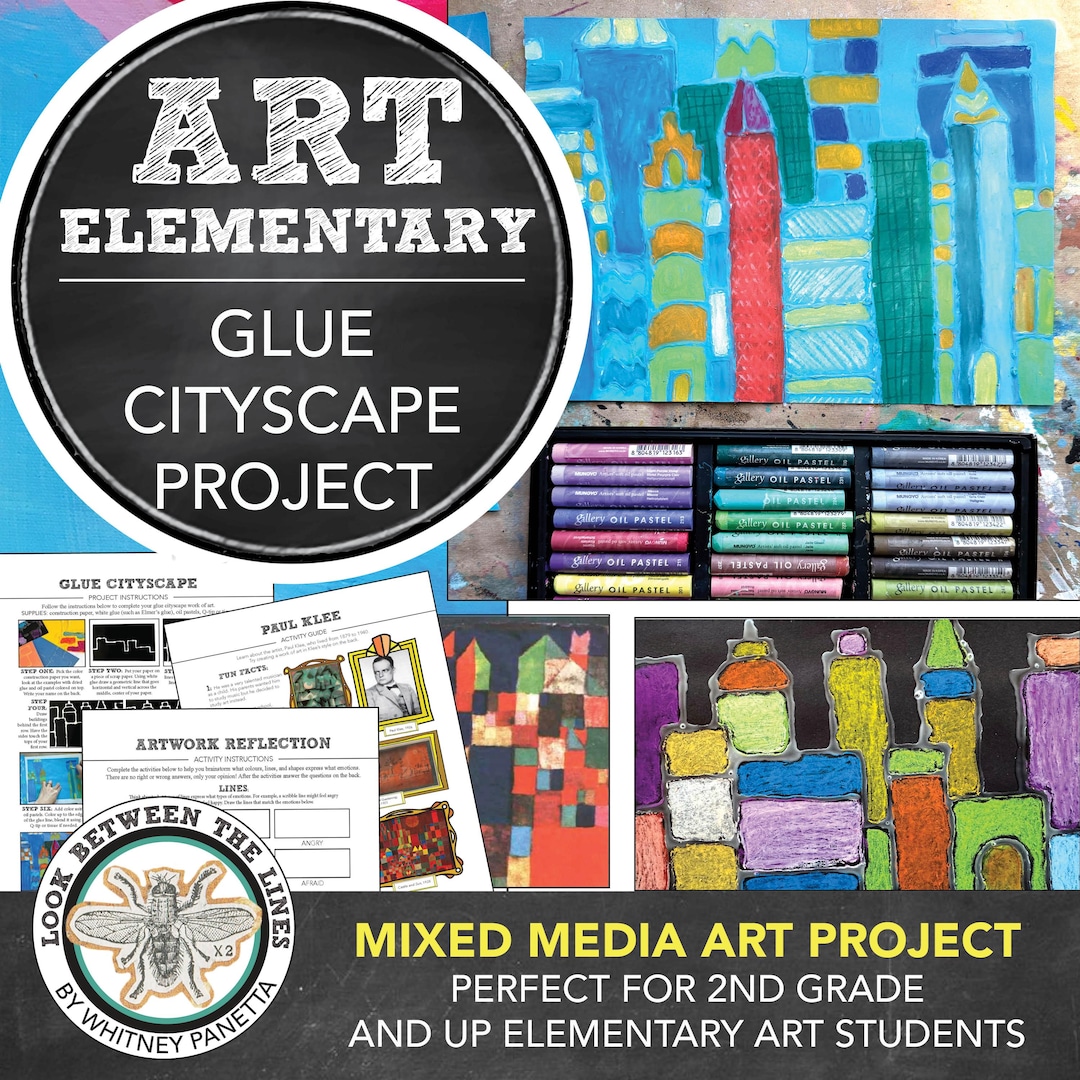 Elementary Art Lesson Paul Klee Glue Cityscape Mixed Media Art Project ...