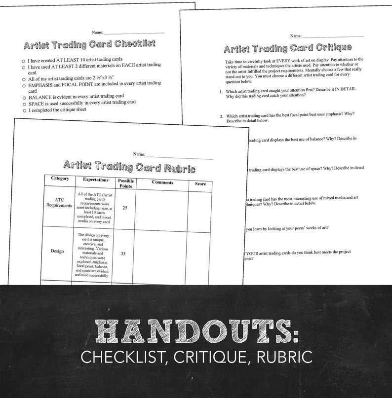 Elementary, Middle, High School Art Project: Artist Trading Cards ...