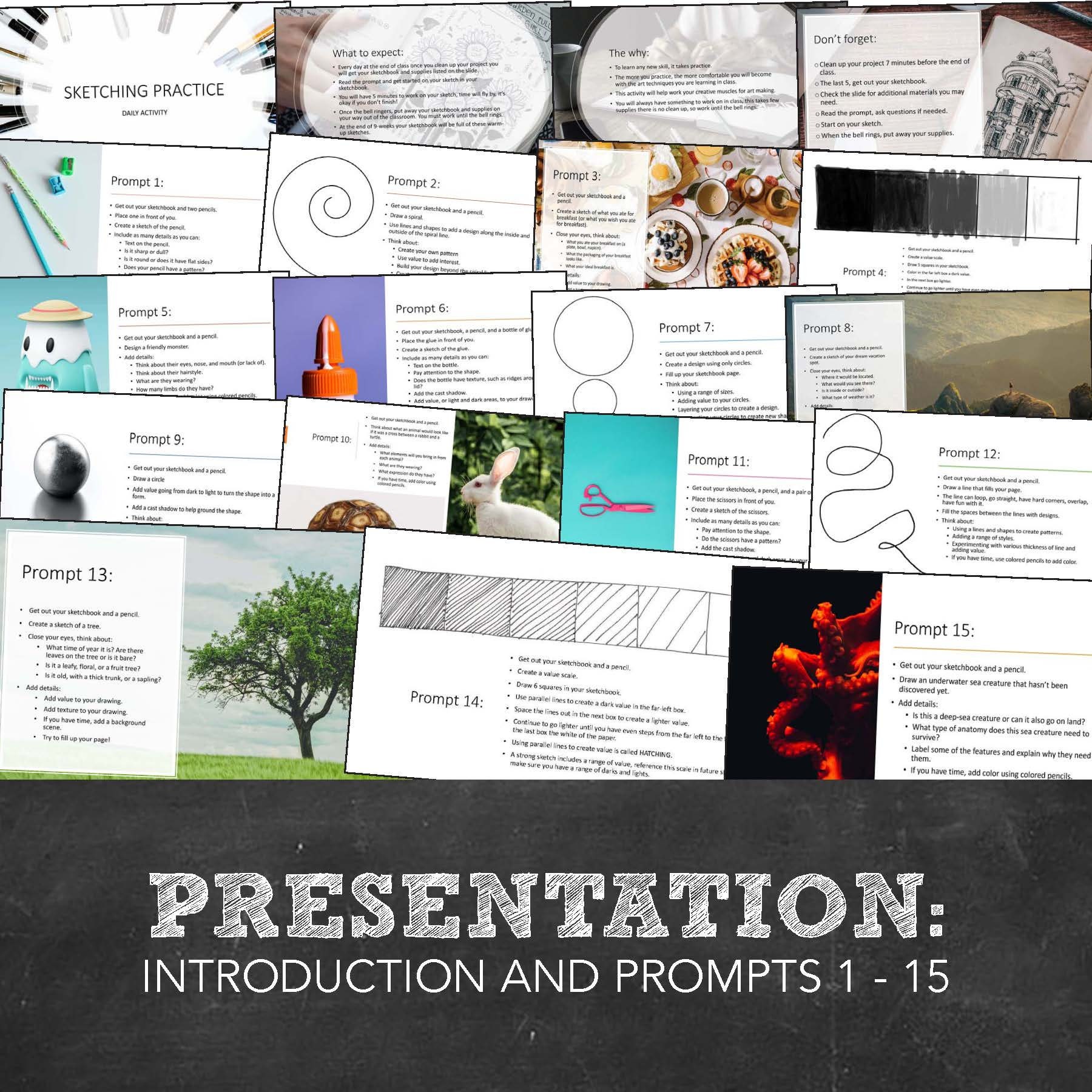 Middle, High School Art: Daily Sketchbook Prompts, Class Opener or Bell ...