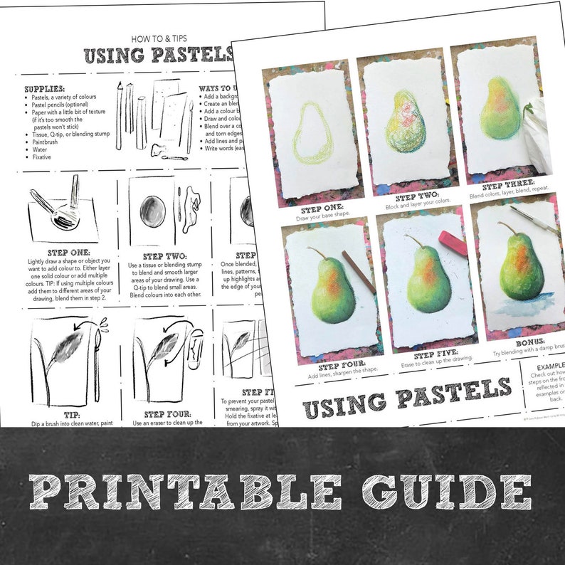 Pastel Activity: How to Use Pastels Guide, Directed Drawing, Art Lesson ...