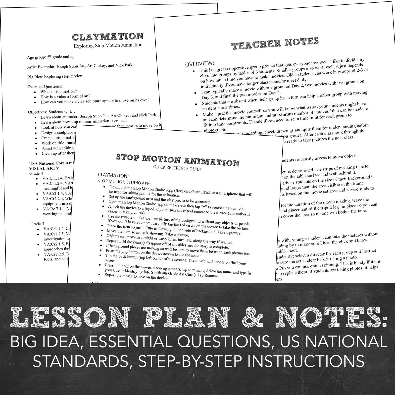 Claymation Stop Motion Animation Art Project: Elementary Art, Middle ...