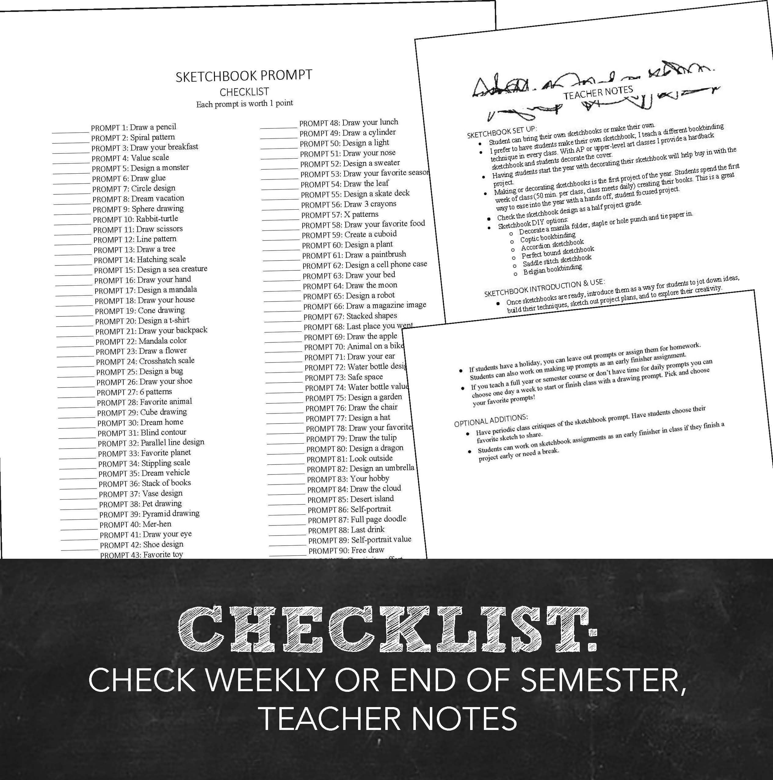 Middle, High School Art: Sketchbook Prompt, Class Opener or Bell Ringer ...