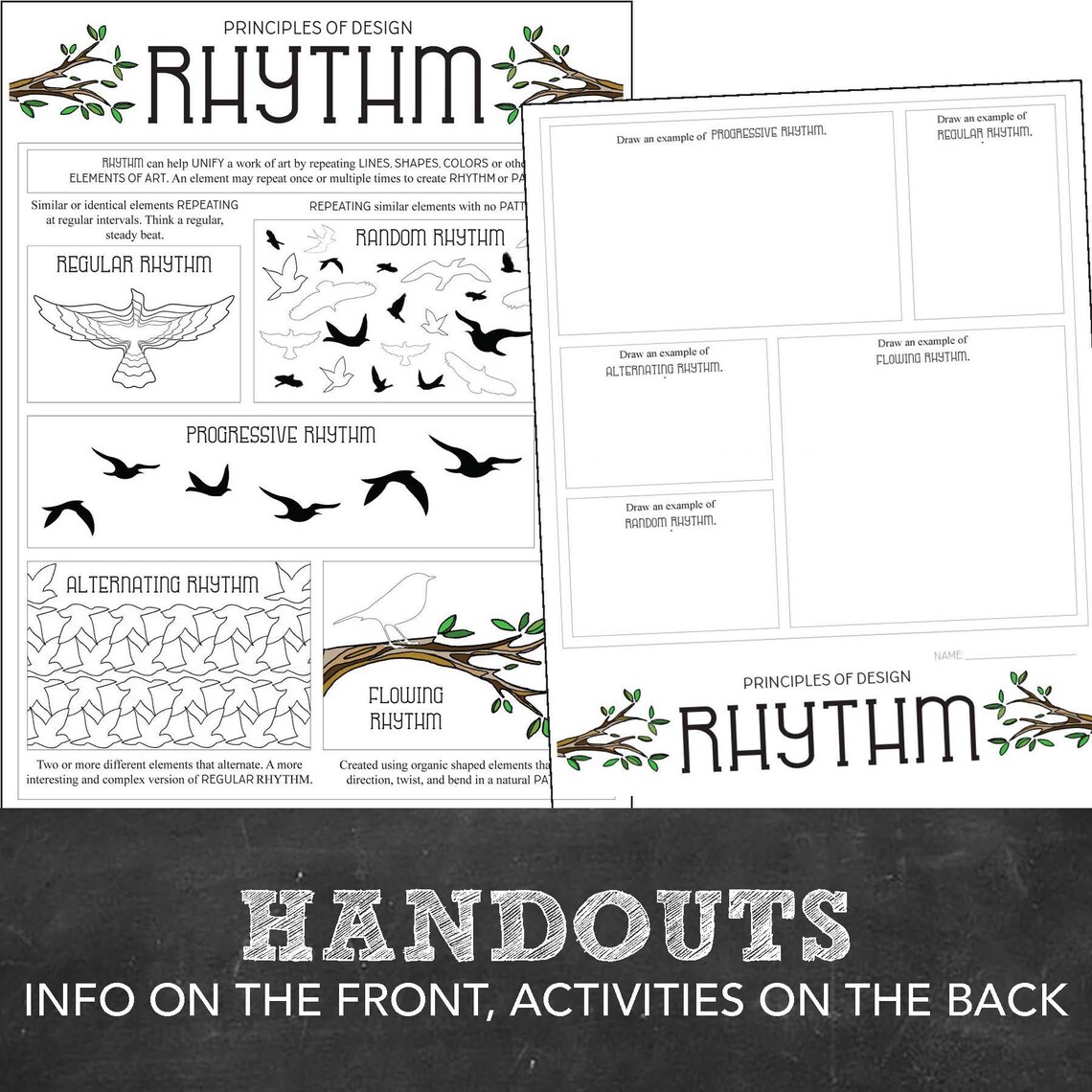 Principles of Design Worksheet, Activity, Sub Plan, Use the Elements of ...