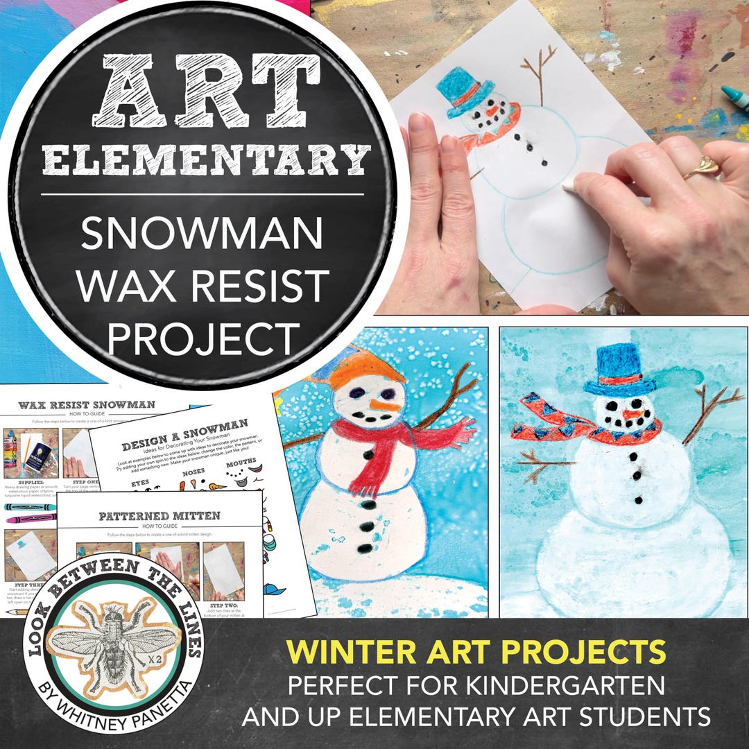 Snowman Art Activity, Snowman Craft, Wax Resist Snowman Art Project for ...