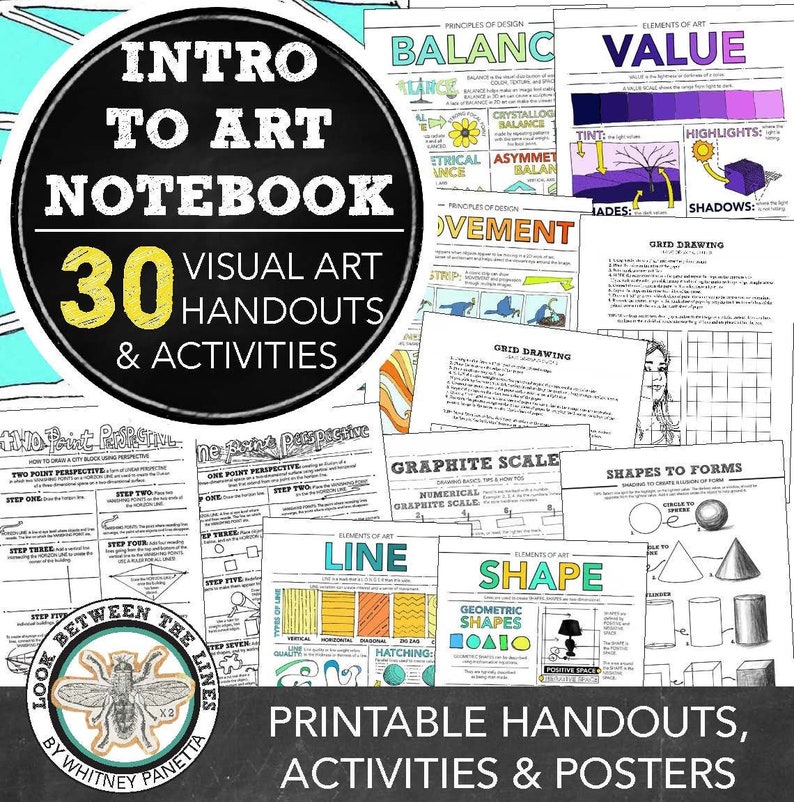 Middle, High School Introduction to Art Notebook: 30 Handouts ...