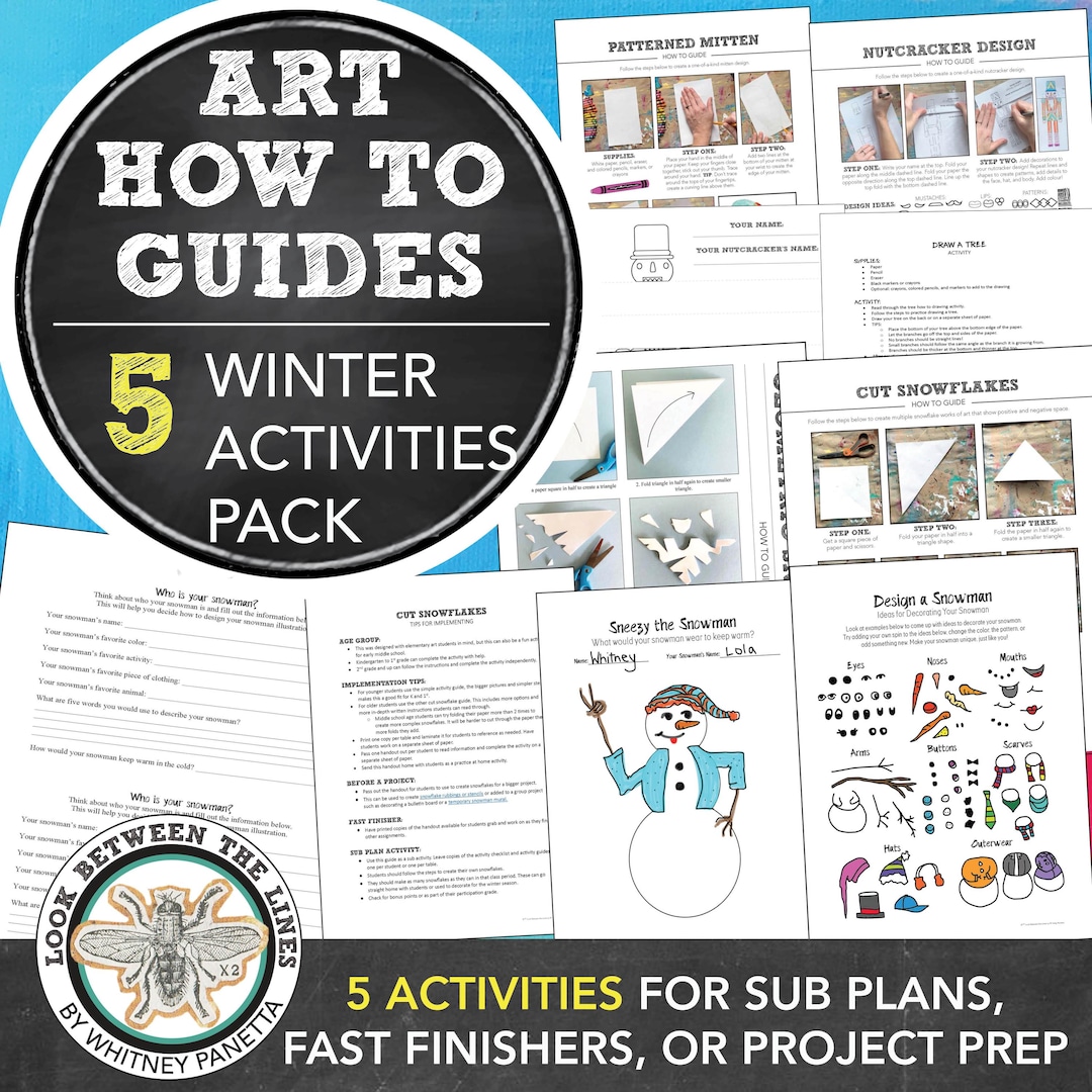 Winter Art Activity Pack, Winter Craft Activity Guides, Elementary Art ...