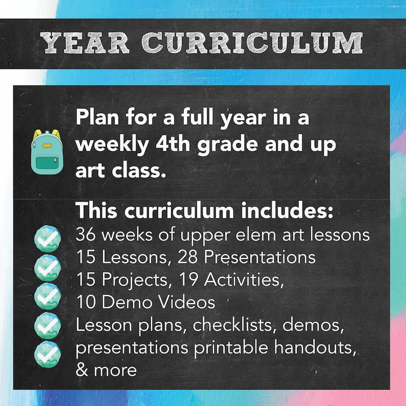 4th Grade Art Curriculum: Year-long Elementary Art Class - Etsy