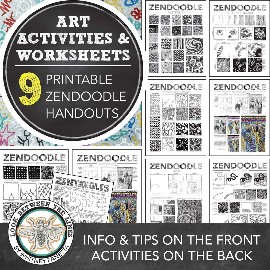 Zentangles Worksheet Bundle Elementary Middle High School Visual Art ...