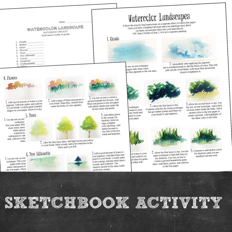Watercolor Landscape Painting Project: Middle, High School Art Lesson ...