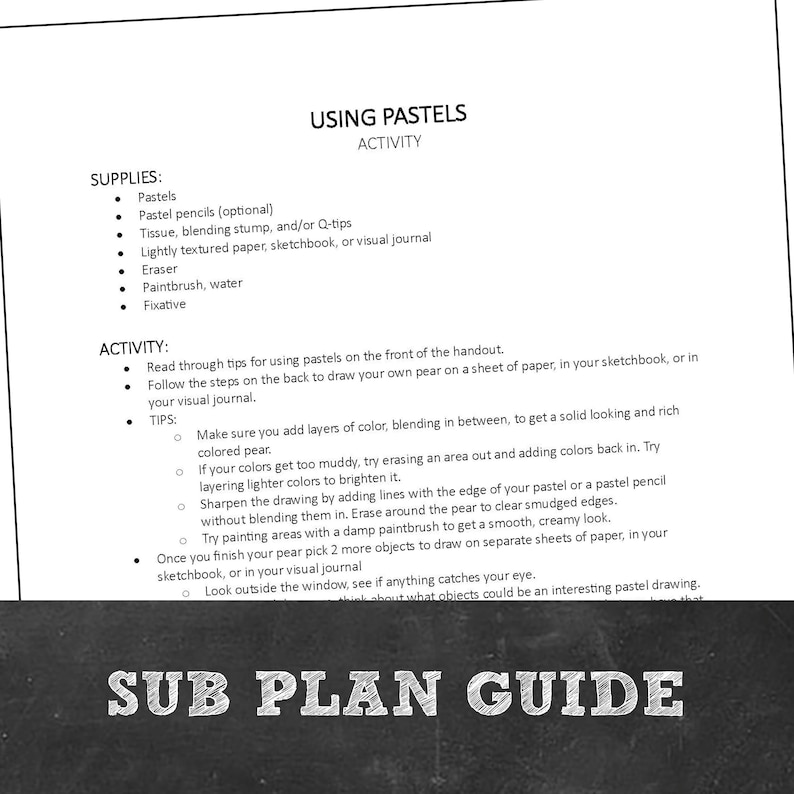 One-day Art Lesson, Pastels Art Guide: Middle School Art, High School ...