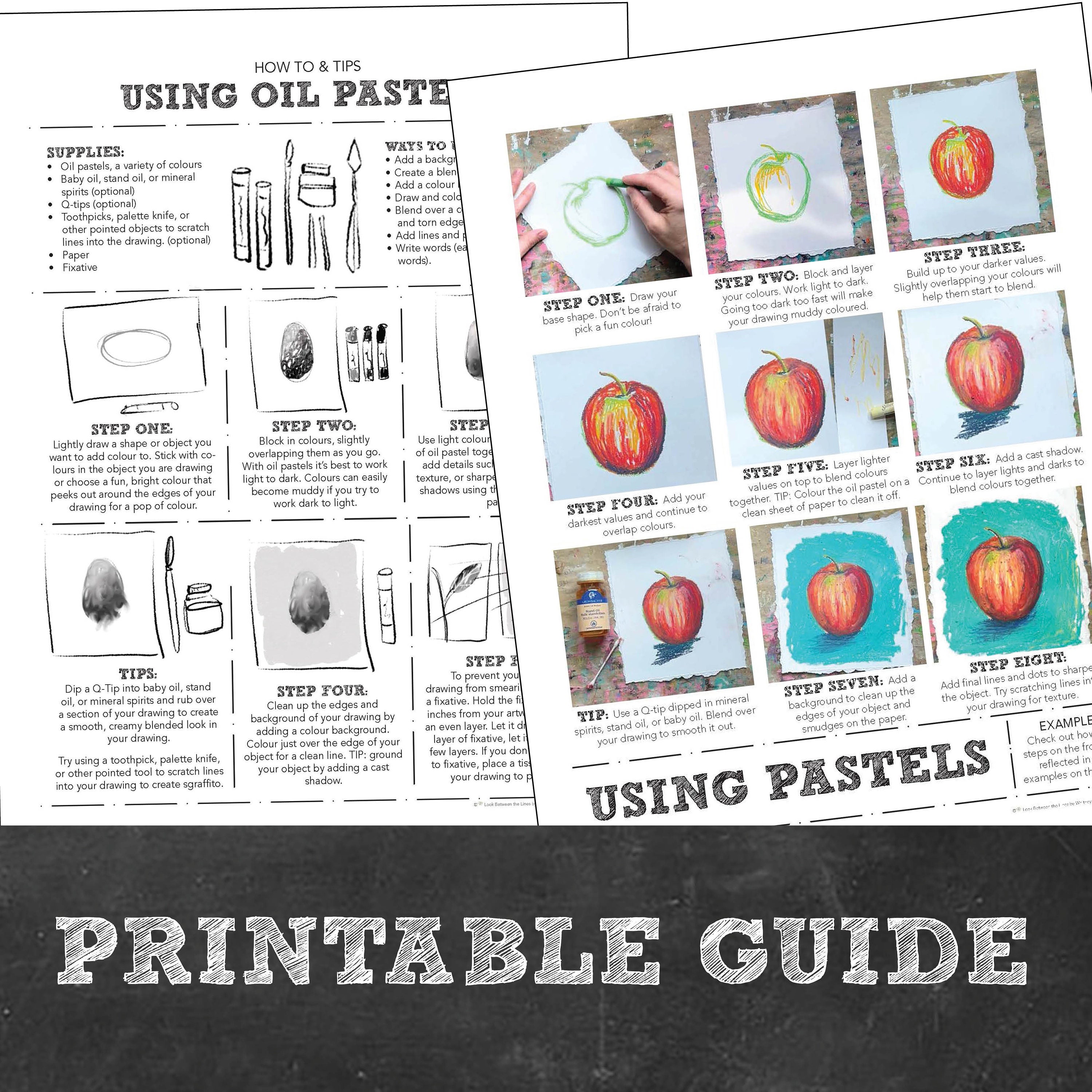 Oil Pastels Directed Drawing Guide: Intro to Oil Pastels Art Activity ...