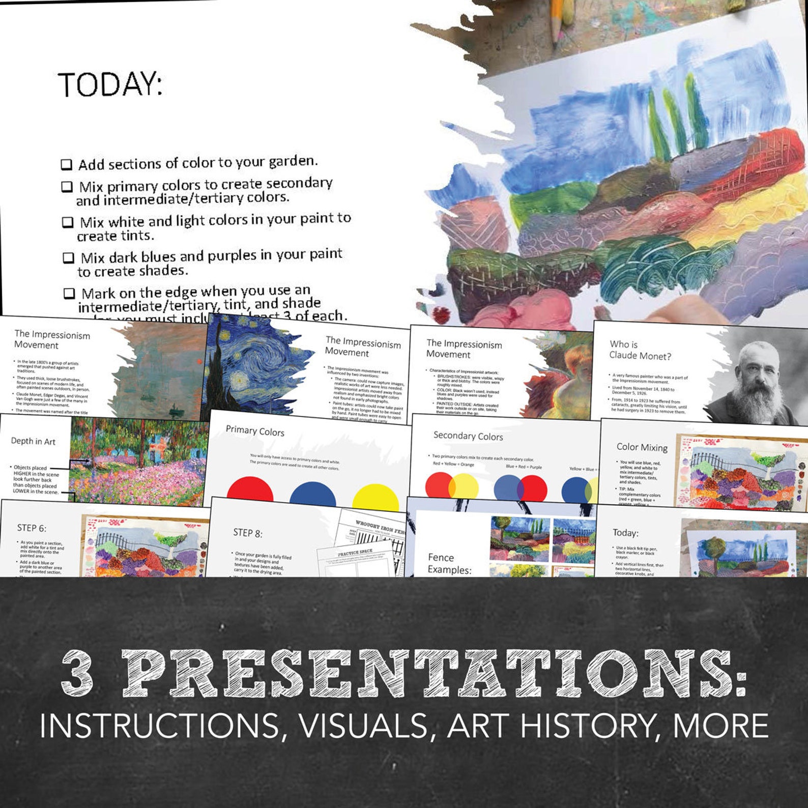 Elementary Art, Middle School Art Impressionist Painting Project, Art ...