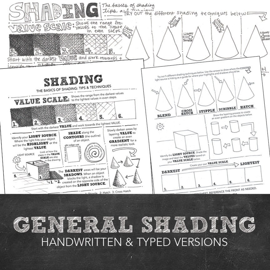Shading Worksheets: Middle & High School Art (printable) - Etsy
