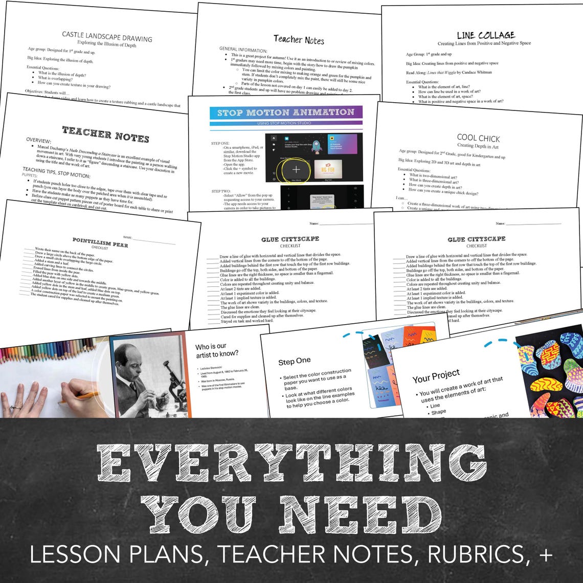 Elementary Art Curriculum Kindergarten Art, 1st, 2nd Grade Art Projects ...