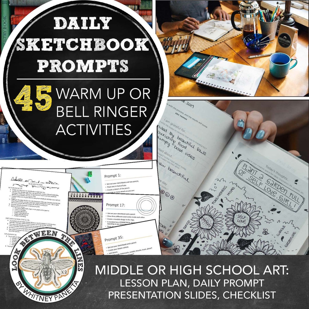 Middle, High School Art: Daily Sketchbook Prompts, Class Opener or Bell ...