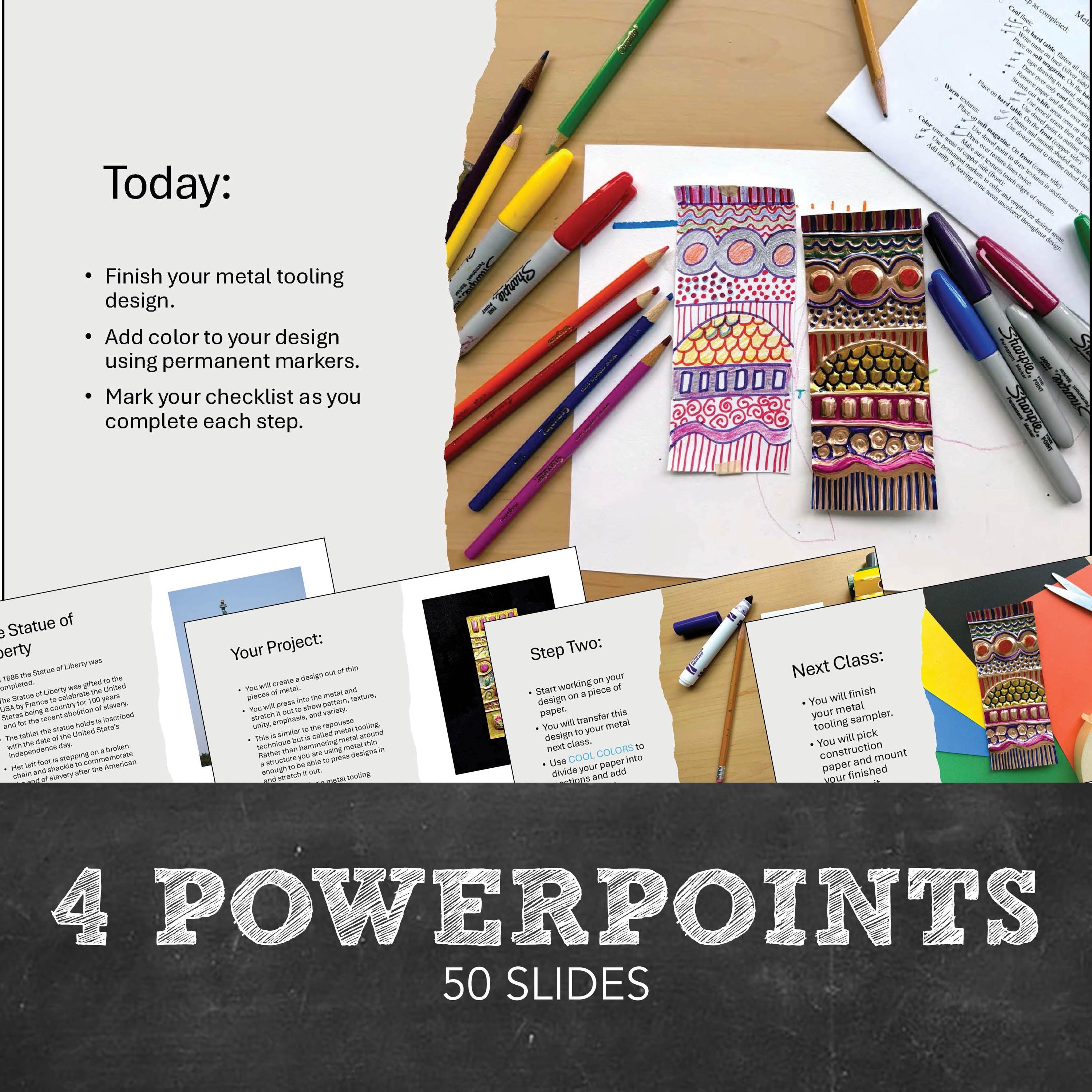 Middle School Art Project, Elementary Art Lesson Metal Tooling Activity ...