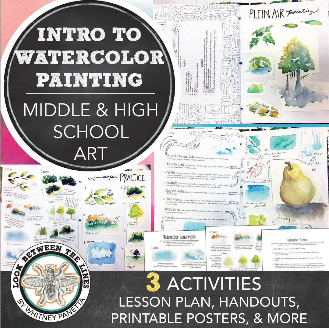 Watercolor Painting Techniques Project Bundle: Middle, High School Art ...