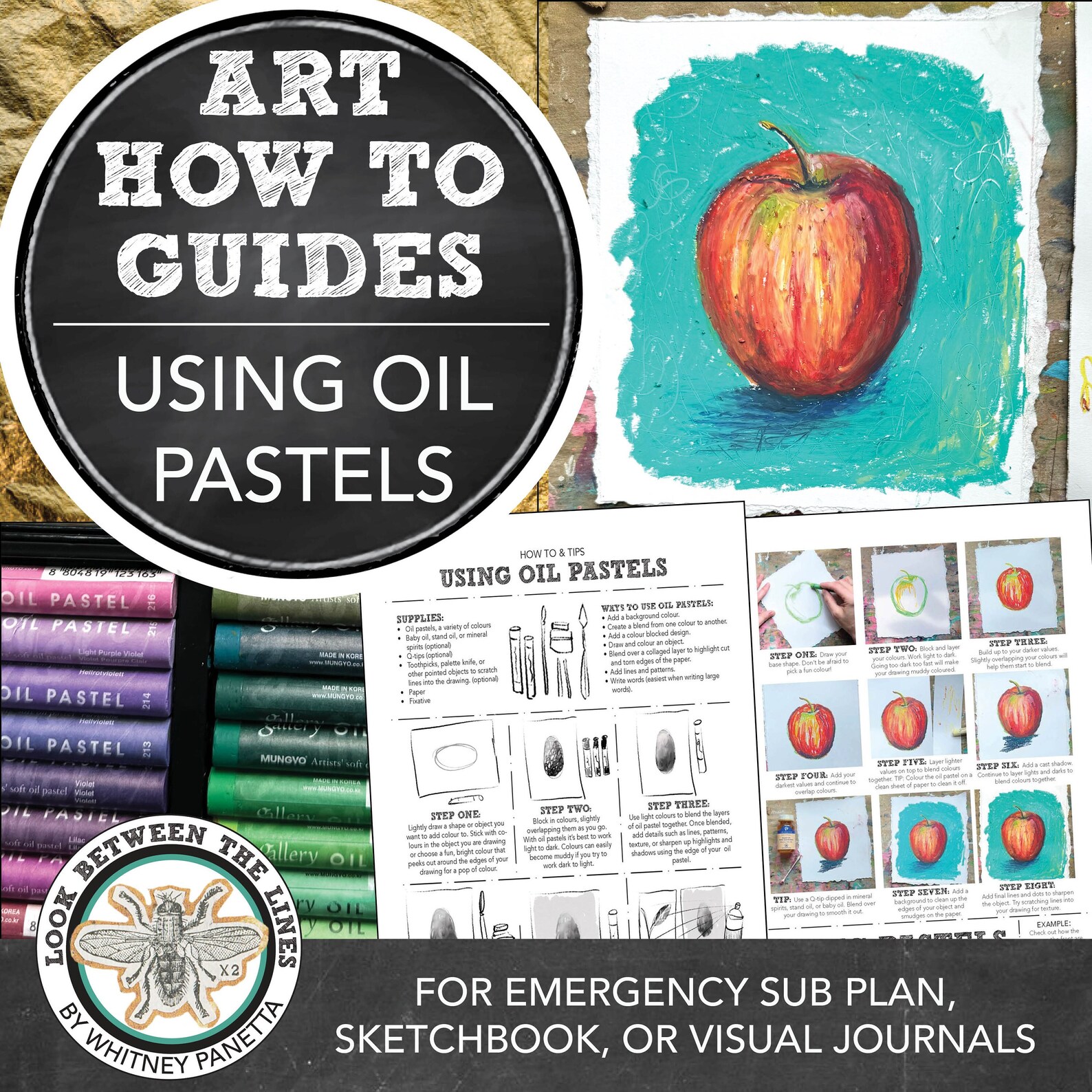 Oil Pastels Directed Drawing Guide: Intro to Oil Pastels Art Activity ...