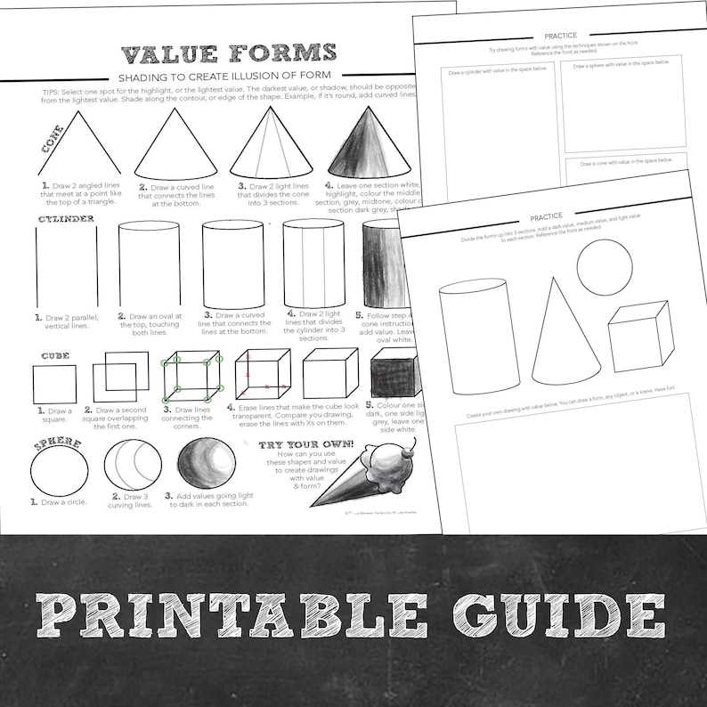 Form and Value Art Activity: Shading Worksheet (printable) - Etsy