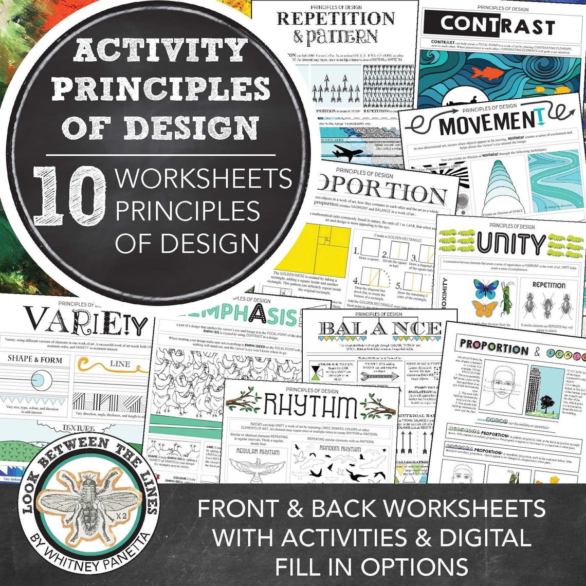 Principles of Design Worksheet, Activity, Sub Plan, Use the Elements of ...