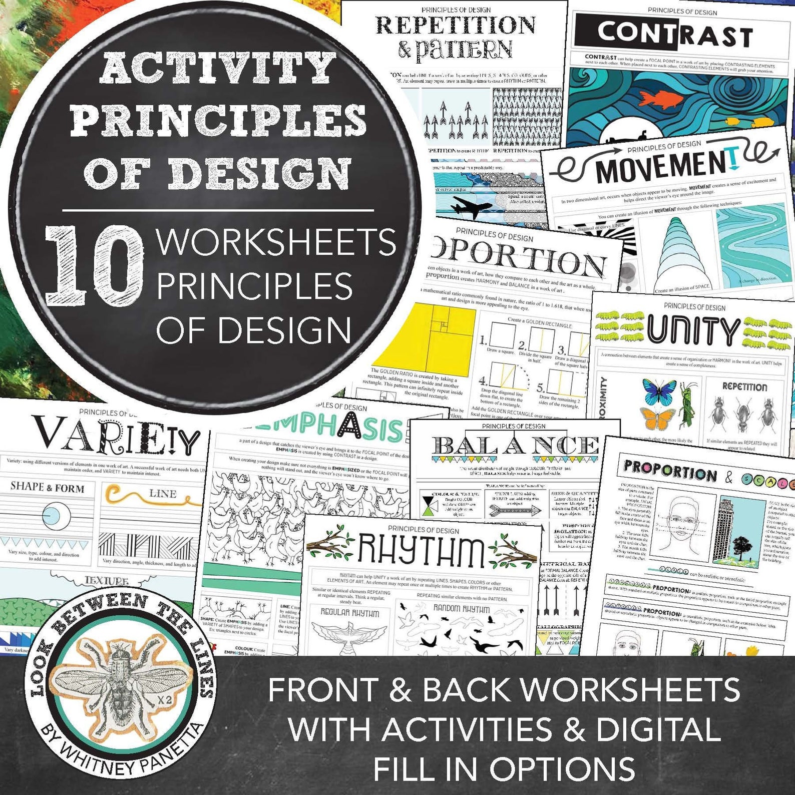 Principles of Design Worksheet, Activity, Sub Plan, Use the Elements of ...