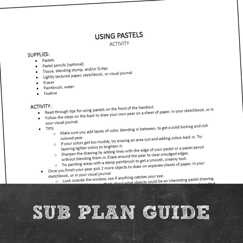 Pastel Activity: How to Use Pastels Guide, Directed Drawing, Art Lesson - Etsy