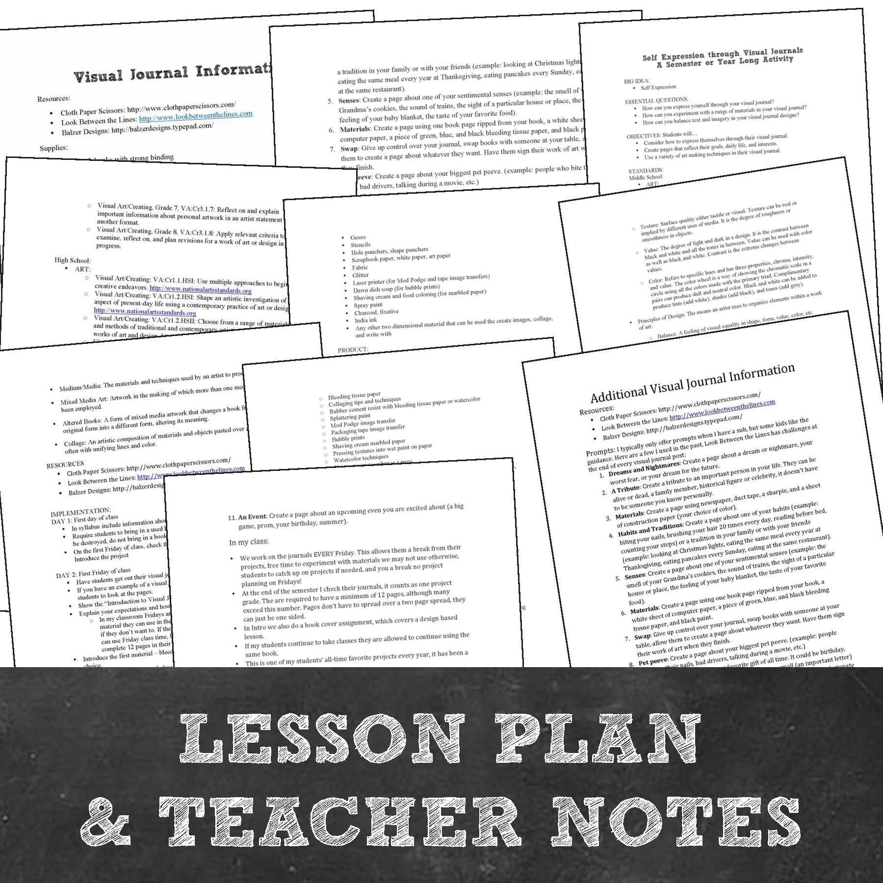 Visual Journal Art Project Bundle: Middle/high School Art - Etsy