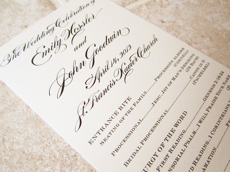 100 Formal Wedding Program - Floral Script Tea Length - Etsy