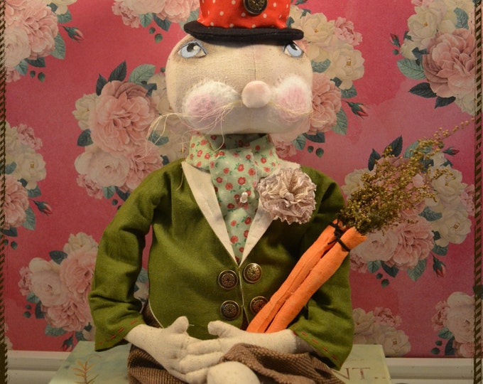 Primitive Folk Art Sir Rufus Bunny Rabbit Cloth Doll - Etsy