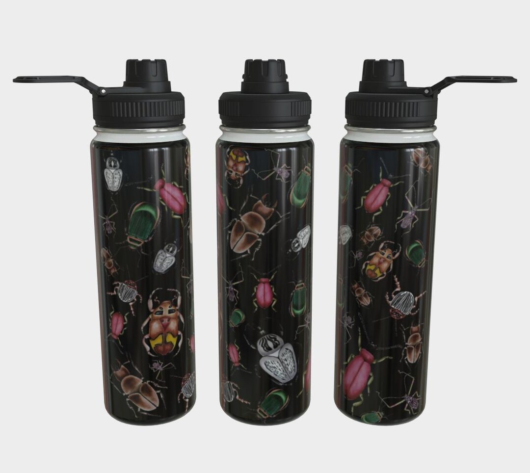 Beetle Stainless Steel Water Bottle: Insect Art, Nature Print - Etsy