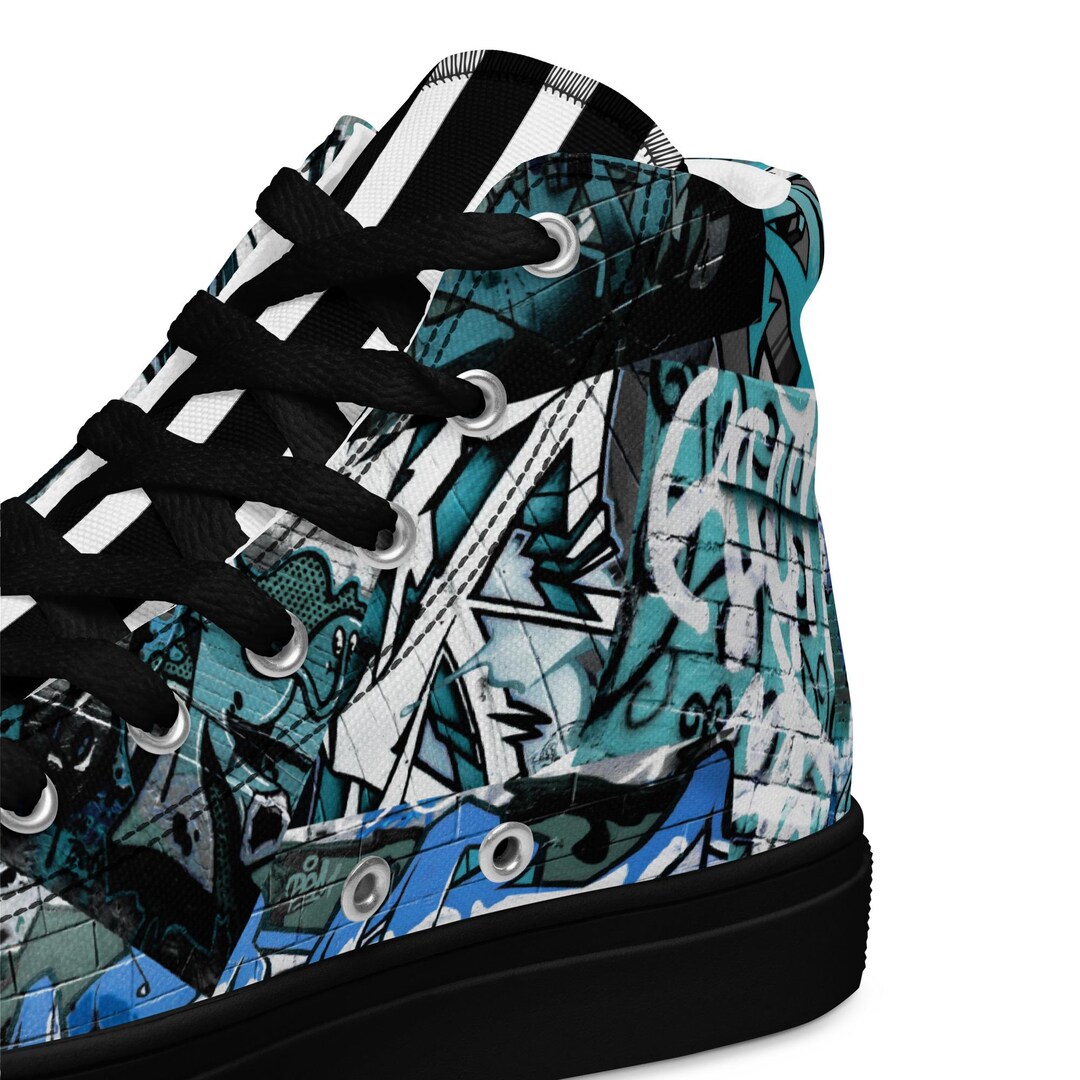 Graffiti Men’s High Top Canvas Shoes Runners Sneakers Street Urban Art ...