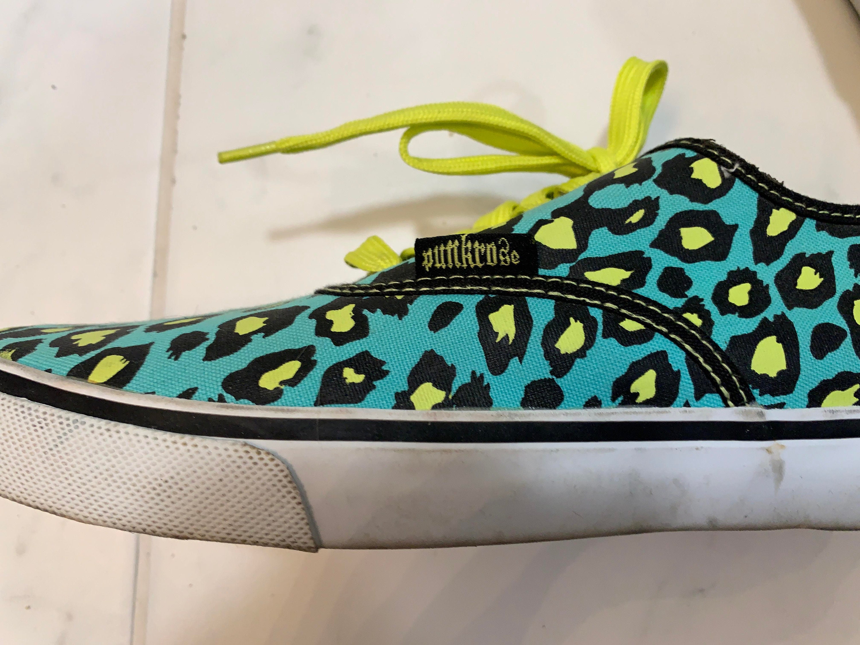 PUNKROSE Yellow and Turquoise Blue/teal Leopard Print Sneakers/runners ...