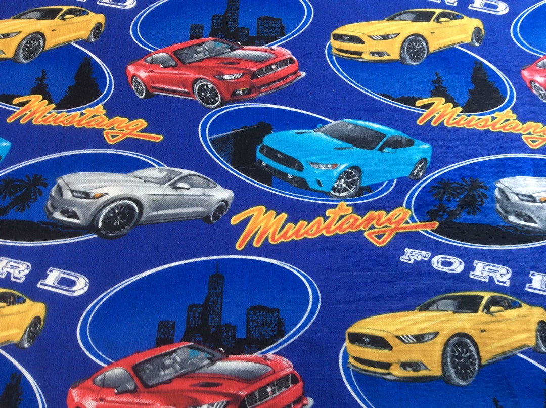 FORD MUSTANG Fabric in 100% Cotton 45" Wide X 23" Long. - Etsy