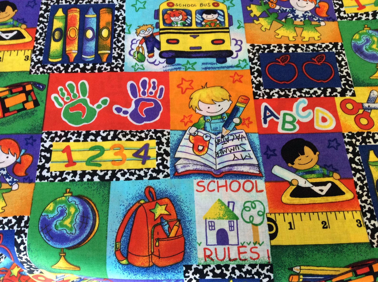 School Kids School Bus School Supplies Valance 41" Wide X 15" Long ...