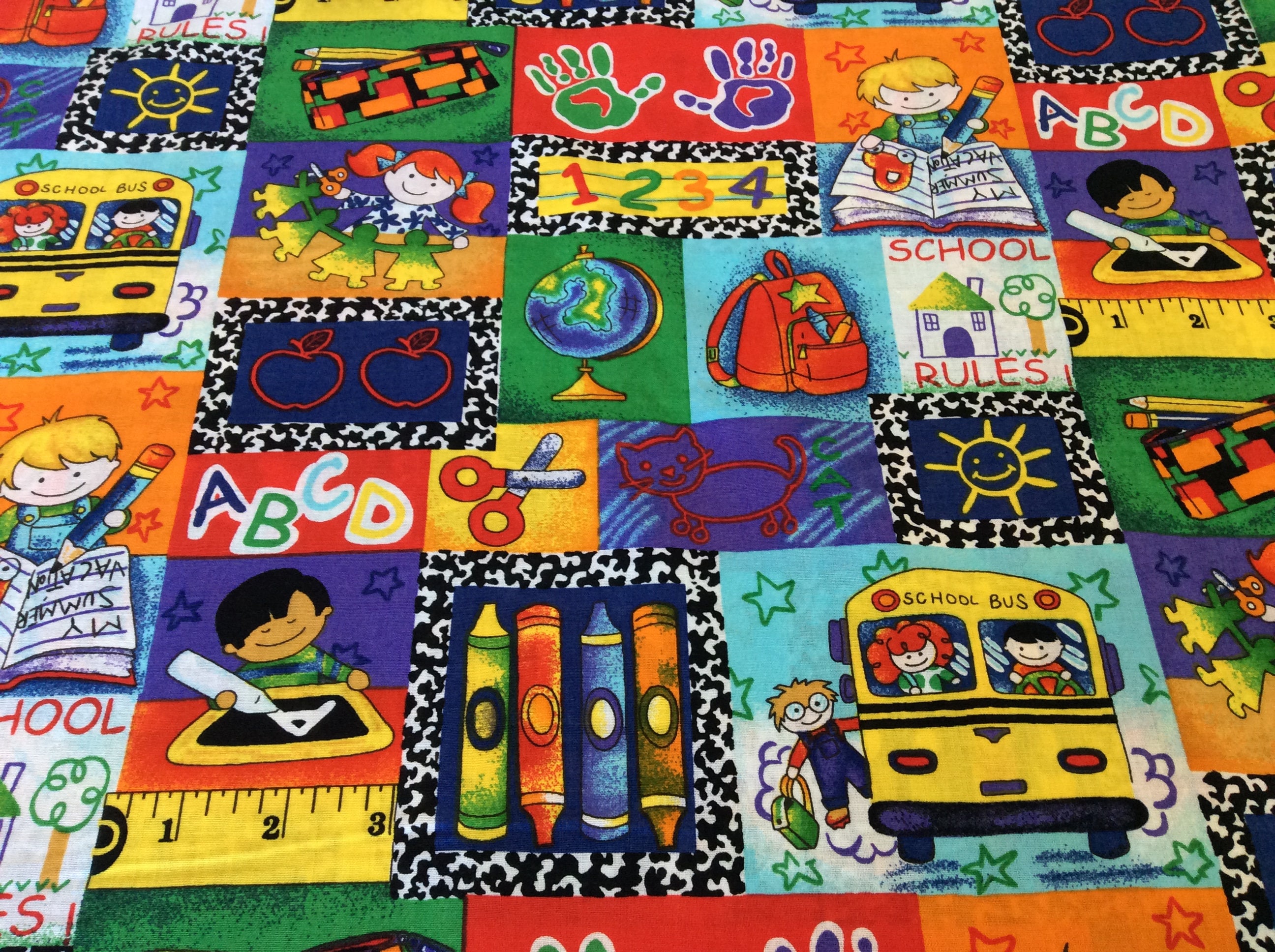 School Kids School Bus School Supplies Valance 41" Wide X 15" Long ...