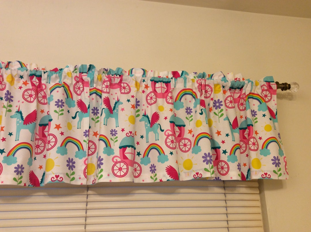 Rainbows & Unicorns Princess Curtain Valance 41" Wide X 15" Long/height ...