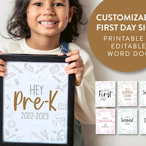 Editable Printable First Day Back to School Sign, Reusable Poster ...