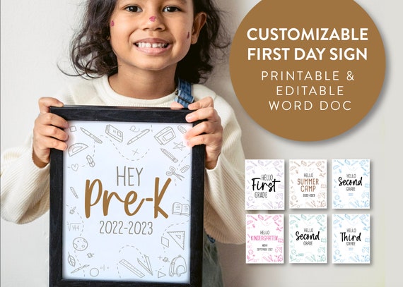 Editable Printable First Day Back to School Sign Reusable - Etsy