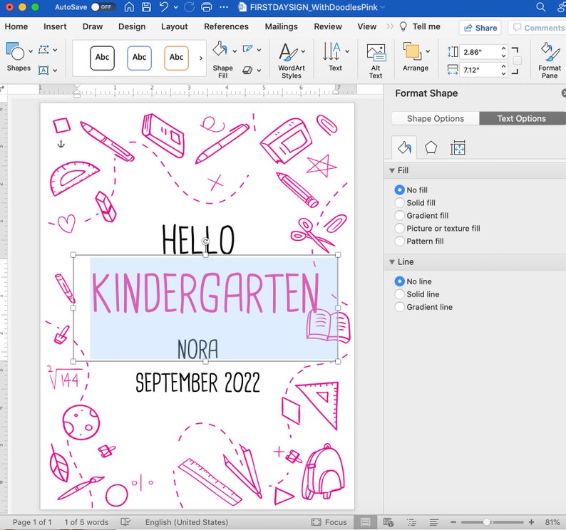 Editable Printable First Day Back to School Sign, Reusable Poster ...