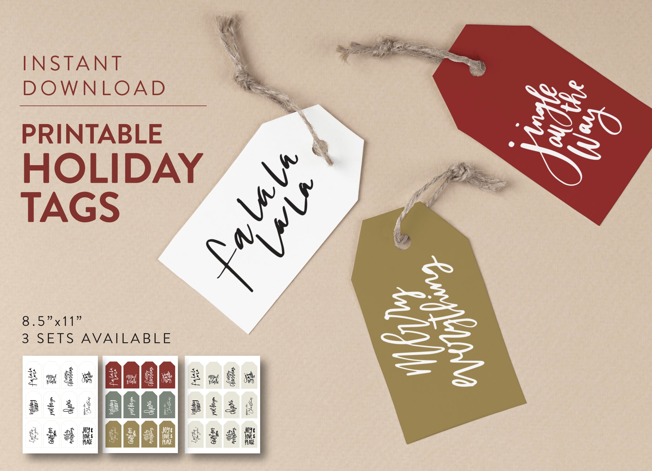 Printable Holiday Gift Tag Bundle Set Handlettered Christmas - Etsy