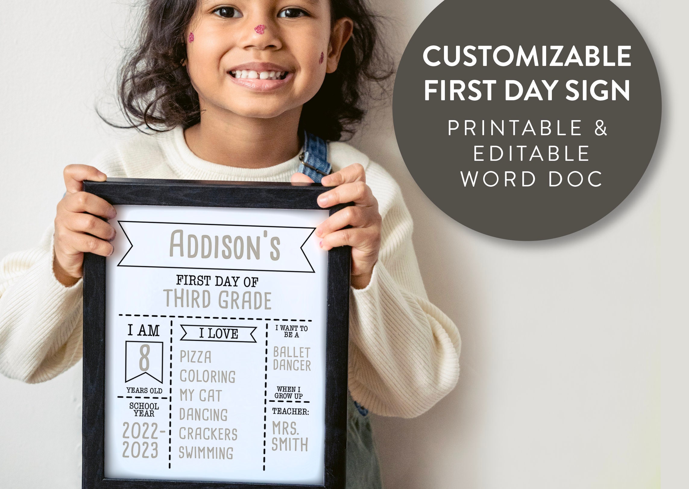 Editable Imprimible Primer Día De Regreso a clases Letrero, Póster ...