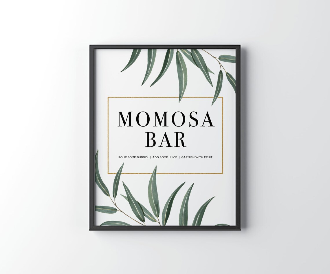 8x10" Momosa Bar Sign Printable Baby Shower Gender Reveal Sign, Mom-osa ...