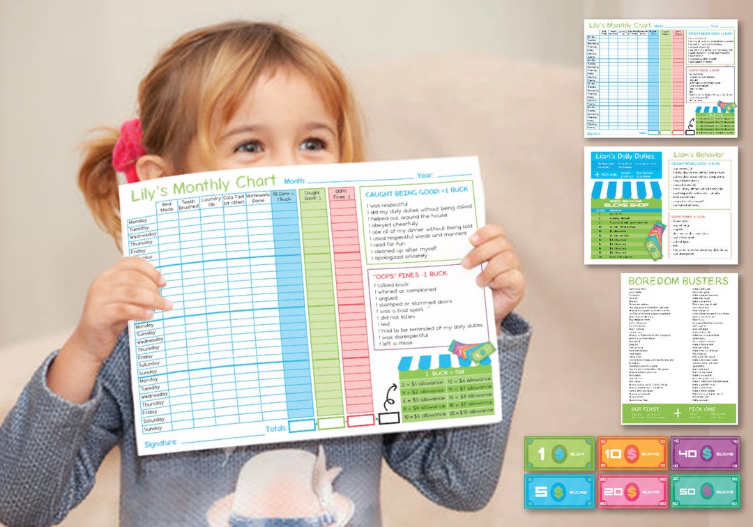 Kid Responsibility Reward System Chore Chart Routine Behavior Coupon ...