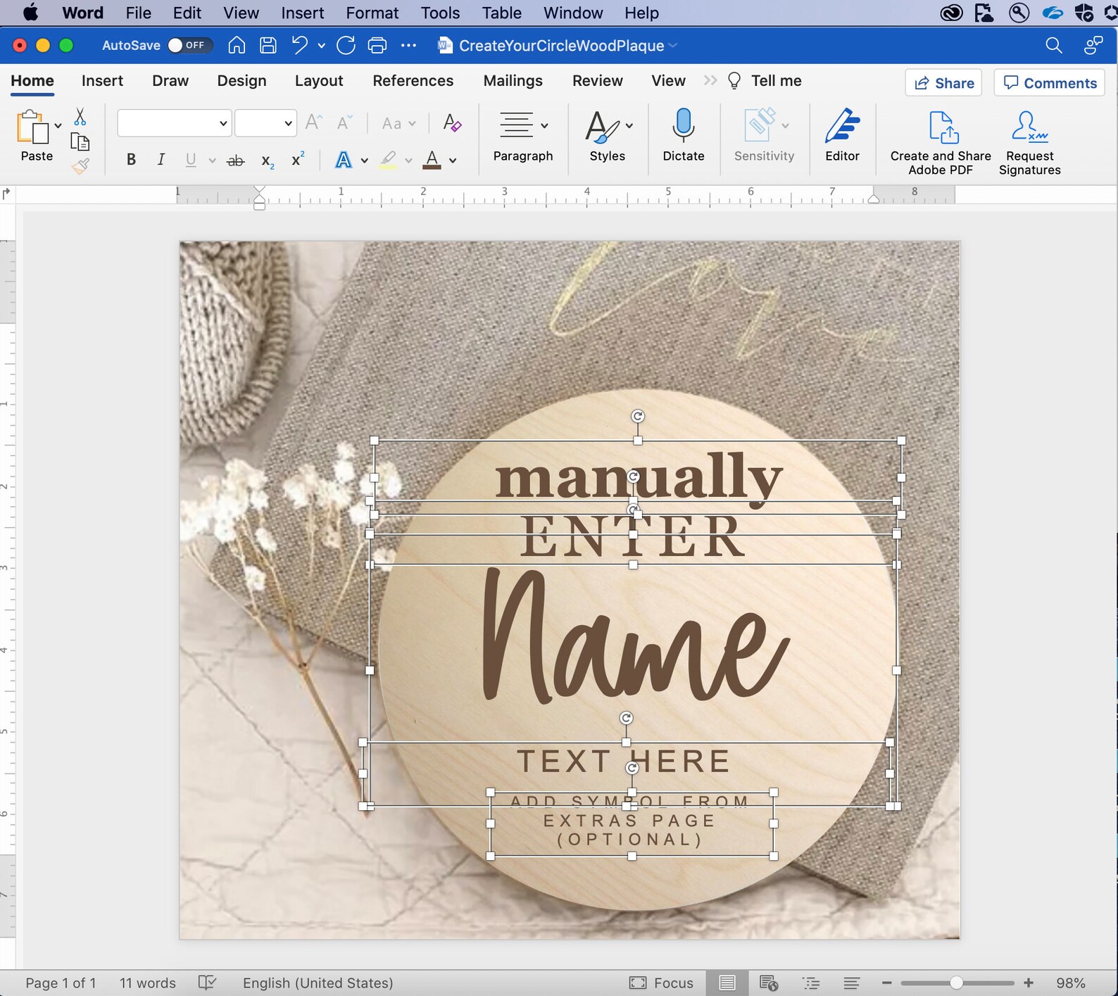 Circle Name Mockup Instant Download Make Your Own Customize - Etsy