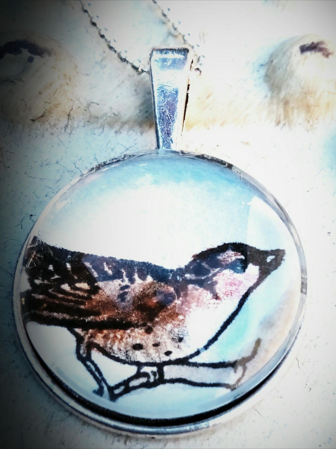 Hand Stamped Bird Pendant, Vintage Silver Necklace - Etsy